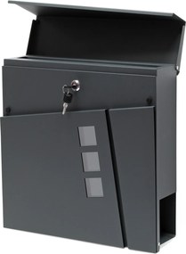 Poštovní schránka Wiltec – 370 × 105 × 370 mm, antracitová (60541)
