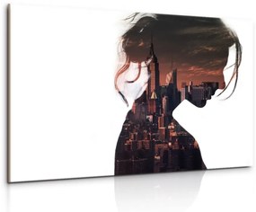Malvis ® Obraz Portrét dáma s městem Velikost: 120x80 cm