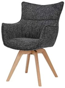 Designová otočná židle do jídelny Valence antracit strukturovaná látka dubové nohy