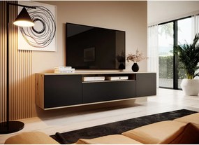 Eka Závěsný stolek pod televizi EMI 200 cm - Dub Artisan + Černý mat