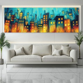 Obraz na plátně - Večerní světla Canary Wharf FeelHappy.cz Velikost obrazu: 180 x 60 cm