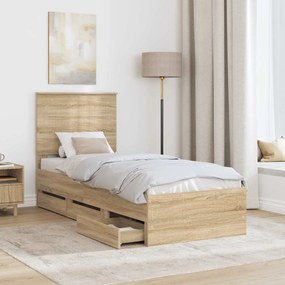 Rám postele se zásuvkou Sonoma dub 75 x 190 cm Inženýrské dřevo 3411168