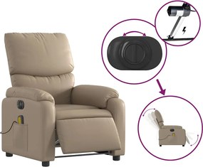Elektrické masážní polohovací křeslo cappuccino umělá kůže 3204885