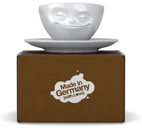 Bílý porcelánový šálek na kávu 58products Smiley, objem 200 ml