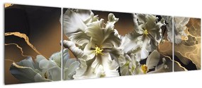 Obraz - Květy orchidejí na mramorovém pozadí (170x50 cm)
