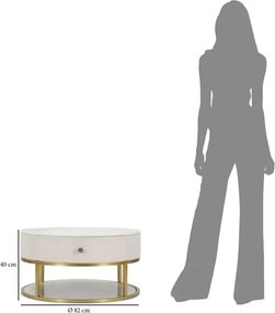 Konferenční stolek Montpellier 75 cm se zásuvkami zlatý/krémový/mramor