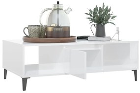 Konferenční stolek bílý vysoký lesk 103,5x60x35 cm dřevotříska - Default Title