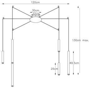 Lucide 74403/06/30 - LED Stmívatelný lustr na lanku LORENZ 6xLED/4W/230V pavouk