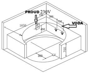 BPS-koupelny Hydromasážní vana HYD-DE916-155 155x155 s ohřevem vody