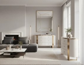 Komoda Stilig ST920 140 cm bílá/zlatá/mramor