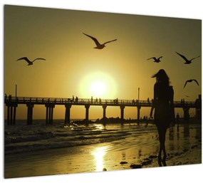 Skleněný obraz - Procházka po pláži (70x50 cm)