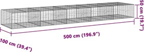 Gabionový koš s víkem 500 x 100 x 50 cm pozinkované železo 3295182