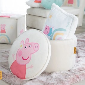 Bílý sametový dětský puf Peppa Pig – Roba