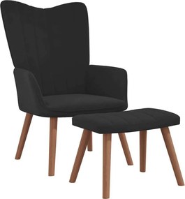vidaXL Relaxační křeslo se stoličkou samet [327675] Barva: Černá