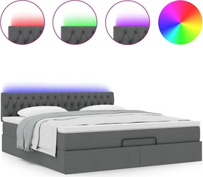 Osmanská postel s matrací &amp; LED tmavě šedá 180x200cm látka 3312410