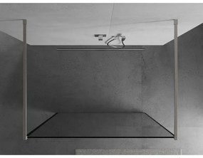Mexen Kioto, sprchová zástěna Walk-In 120 x 200 cm, 8mm sklo černý vzor, ​​broušená ocel profil, 800-120-002-97-70