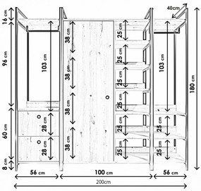 Kalune design Otevřená šatní skříň OKAN
