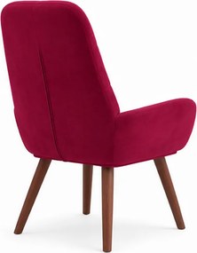 relaxační křeslo, odpočinkové, dřevo/kov/textil, 96x69x78 cm, nohy tmavé/vínová, Dekorino KR20260050