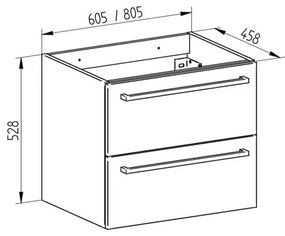 EBS Pure Skříňka s keramickým umyvadlem slim 61 cm, dub Ribbeck/bílá S_PURESL61R