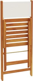 3dílný bistro set krémově bílý textil a masivní dřevo 3281868