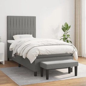 vidaXL Box spring postel s matrací 100 x 200 cm textil [3136735] Barva: Tmavě šedá