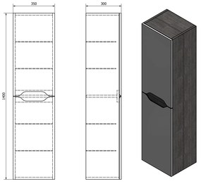 Sapho Wave koupelnová skříňka vysoká 35 x 140 x 30 cm bílá dub cuneo WA245-3025