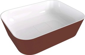 Polysan Banera - Umyvadlo na desku 50x35 cm, bez přepadu, bez otvoru pro baterii, matná hnědá/bílá 14596.72