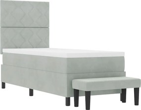 Postel s boxspringem s čelo Světle šedá 200 x 80 cm samet 3344540