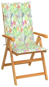 3062358 vidaXL Zahradní židle s poduškami se vzorem listů masivní teak