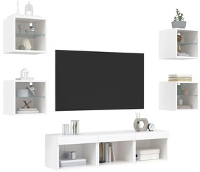 7dílná obývací stěna s LED osvětlením bílá kompozitní dřevo - Default Title