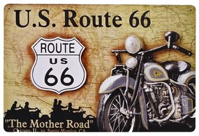 Kovová cedule Route 66 motocykl