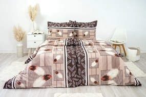 Stanex Ložní povlečení krepové peří hnědé (LS300) rozměr: 140 x 200 + 90 x 70, Zapínání: Knoflíkové