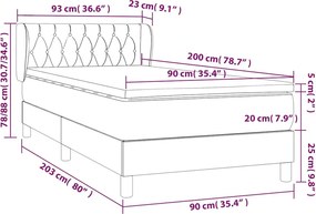 Box spring postel s matrací tmavě šedá 90x200 cm textil 3126454