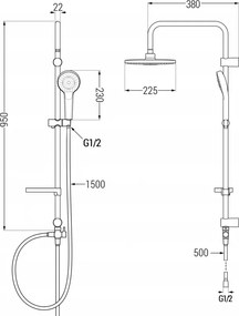 Mexen Erik sprchový set s dešťovou sprchou a sprchovou baterií Royo, černá, 72240205-70