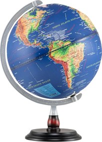Costway Ø30 cm Osvětlená koule s dřevěným podstavcem. Vzdělávací/geografický