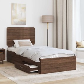Rám postele se zásuvkou Hnědý dub 75 x 190 cm Kompozitní dřevo 3412852