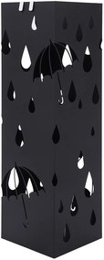 SONGMICS Stojan na deštníky čtvercový černý motiv kapky