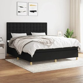 Box spring postel s matrací černá 160x200 cm textil,  3142667