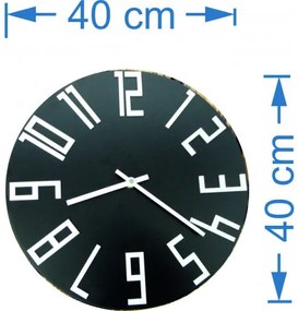 Moderní černé nástěnné hodiny ze dřeva – bílá čísla | SENTOP HDFK008