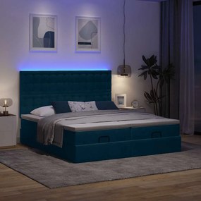 Osmanský rám postele s matracíes tmavě modrá 160x200cm samet 3314655