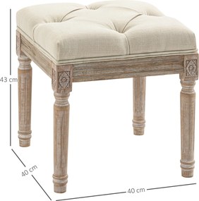 HOMCOM Stolička na konci postele, lavice s dřevěnými nohami a polstrovaným sedadlem 120 kg nosnost, lavice do předsíně 40x40x43 cm Béžová