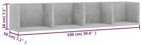 Nástěnná police na CD betonově šedá 100x18x18 cm dřevotříska - Default Title