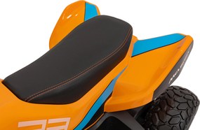 Ramiz Elektrická čtyřkolka McLaren Racing MCL 35 pro děti oranžová + dálkové ovládání + plynulý start + EVA kola + audio LED