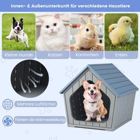 Costway Plastový domeček pro kočky odolný vůči povětrnostním vlivům s větracími