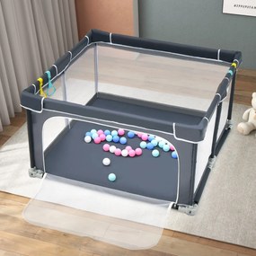Costway Square Dětská ohrádka Velký hrací plot tmavě – 124 × 124 cm, tmavě šedá