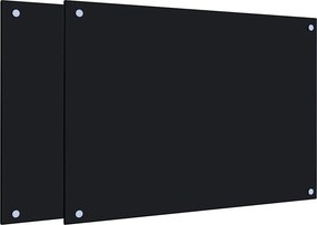 Kuchyňské panely 2 ks černé 70 x 50 cm tvrzené sklo 3315796