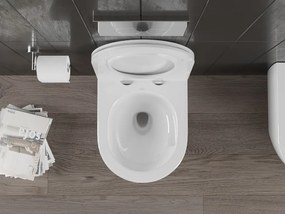 Mexen Carmen, závěsná WC mísa 490x365x340 mm, Rimless Tornádo + WC sedátko z duroplastu, bílá lesklá, 30880500T