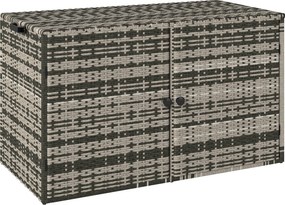 Ratanový box na polštáře 350L Dvoupatrový box na polštáře s víkem Zvedací tyče Úchyty pro přenášení 118 x 57 x 69 cm Smíšená šedá barva