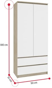 Expedo Skříň ARIVA S90, 90x235x51, bílá/bílá lesk + nástavec