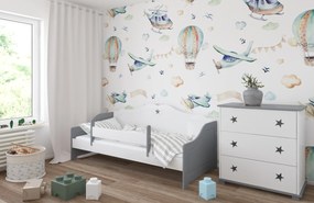 BabyBeds Dětská postel FRANIO hvězdičky 200x90 Barevné provedení: bílá a šedá, Úložný prostor: Ano, s úložným prostorem Bílá